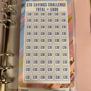 One Pound Savings Challenge Wallet Insert Tracker Pastel - Etsy