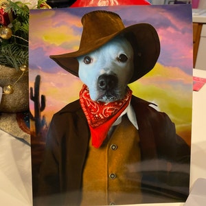 Custom Cowboy Pet Portrait . Custom Cowboy Animal Portrait . Cowboy ...