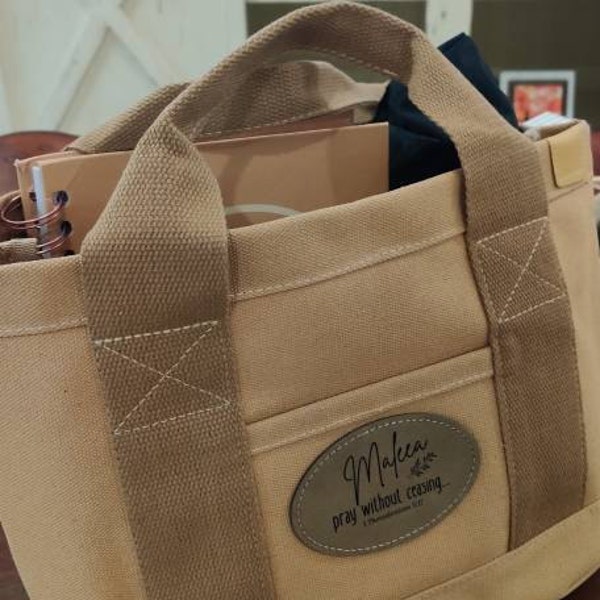 Bible Bag,canvas Satchel Tote, Multi Pocket,personalized,religious Gift Women,bible Study ...