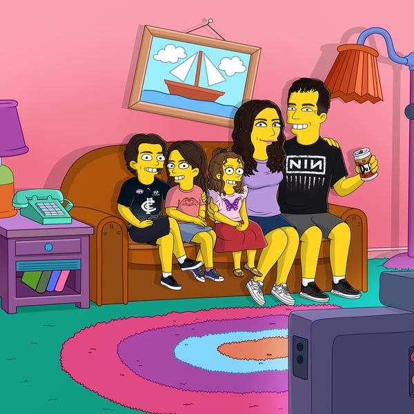 Custom Family Portrait, Simpsons Cartoon Portrait, Couple Illustration ...