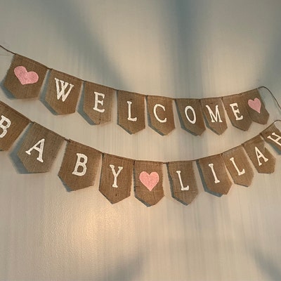 Welcome Baby Banner Baby Shower Decor Burlap Baby Banner - Etsy