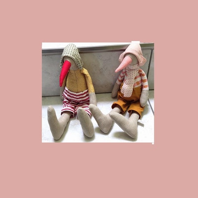 Rag Doll, Modern Nursery Décor, Textile Doll, Handmade Bird, Art Doll ...