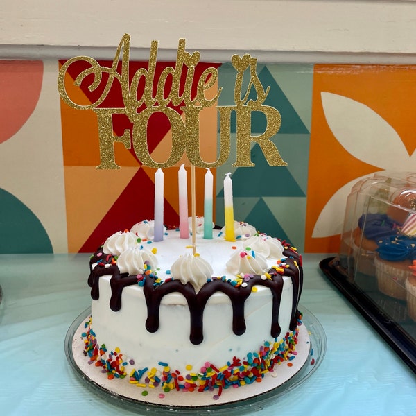 4th Birthday Cake Topper, Birthday Cake Topper, ANY Age and ANY Name ...