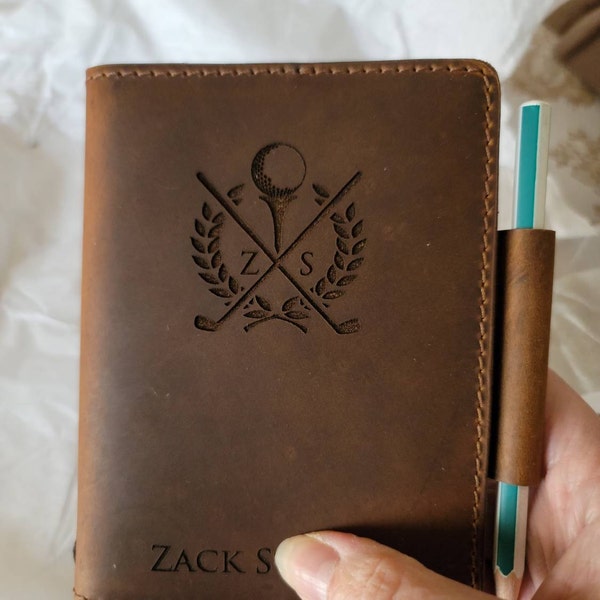 Re-fillable Engraved Leather Golf Log, Personalized, Diary, Notebook ...