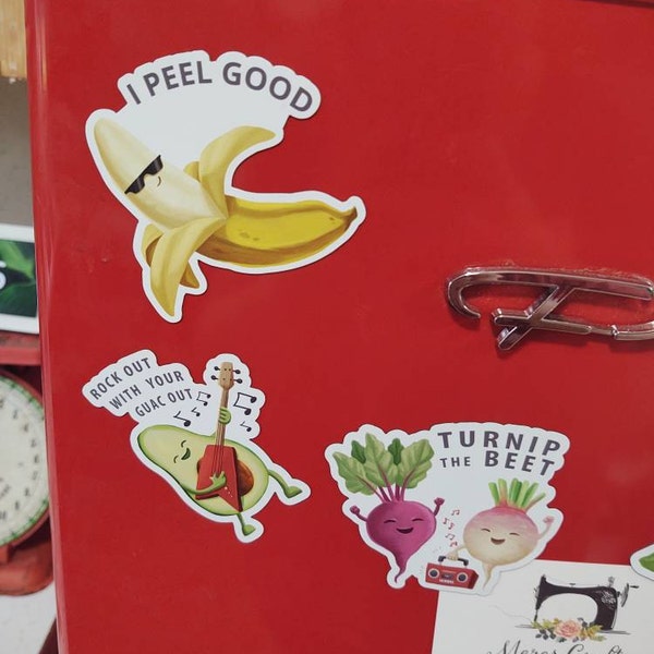 Set of 3 Refrigerator Magnets - Veggie Pun - Kitchen Decor - Funny ...