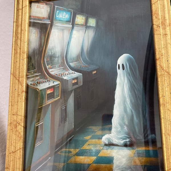 Ghost in an Abandoned Arcade, Nostalgia Poster, Art Poster Print, Dark ...