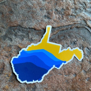 West Virginia Sticker. Blue and Gold Mountains. Mountain Sticker. - Etsy