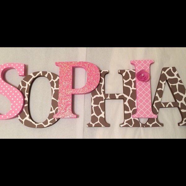 Wooden Letters for Nursery in Pink, Tan, Black and White. Matilda Jane ...