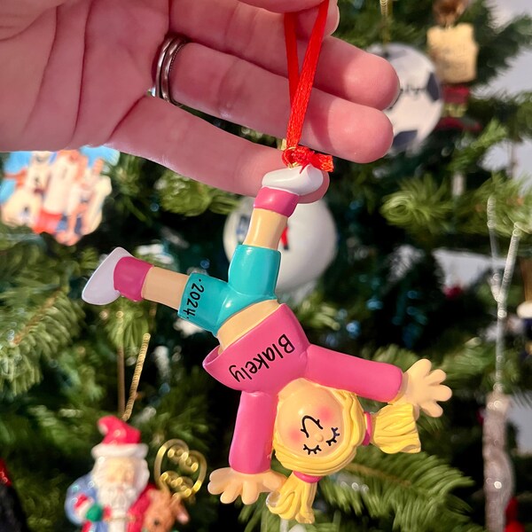 Tumbling Girl - Blonde Hair - Personalized Christmas Ornament ...