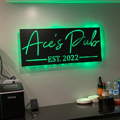 Personalized Bar LED Metal Art Sign / Light up Pub Metal Sign / Multi ...