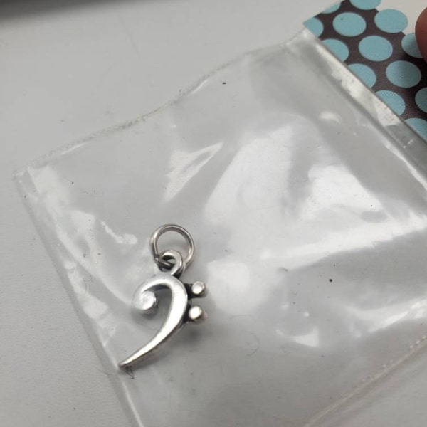 Music Note Bass Clef Charm Sterling Silver Pendant - Etsy