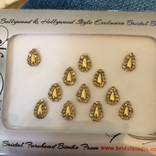 10 Round Premium Bindis With Crystals. Pretty Fancy Bindi Face Jewels ...