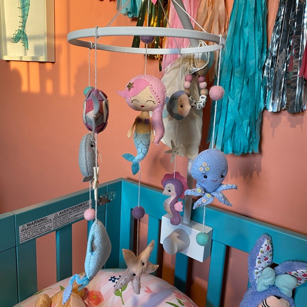 Mermaid Baby Mobile, Ocean Crib Mobile, Sea Creatures Cot Mobile ...