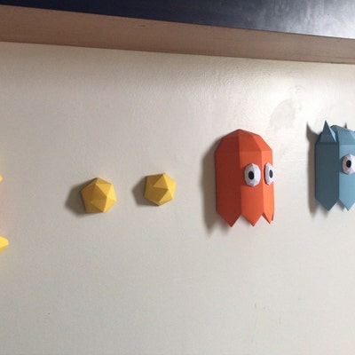 Pacman Wall Art, Pacman Sculpture, Wall Decor, Paper Sculpture, Low ...