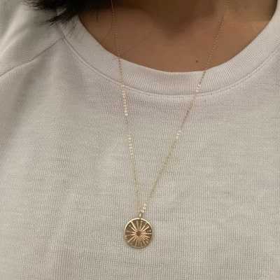 Large Sunbeam Necklace, Minimal Celestial Pendant, Sun Tarot Jewelry ...
