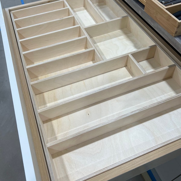 31 to 40 Inch Wide Drawer Insert, Custom Drawer Organizer, Wood Drawer ...