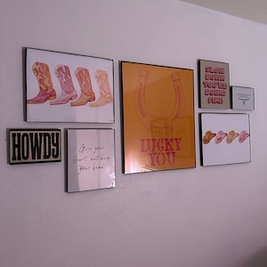 Print Hot Pink Howdy Western Watercolor Painting Rustic - Etsy