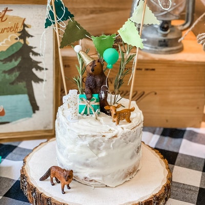 Grizzly Bear Cake Topper, Camping Theme Party Bear, Safari Party Animal ...