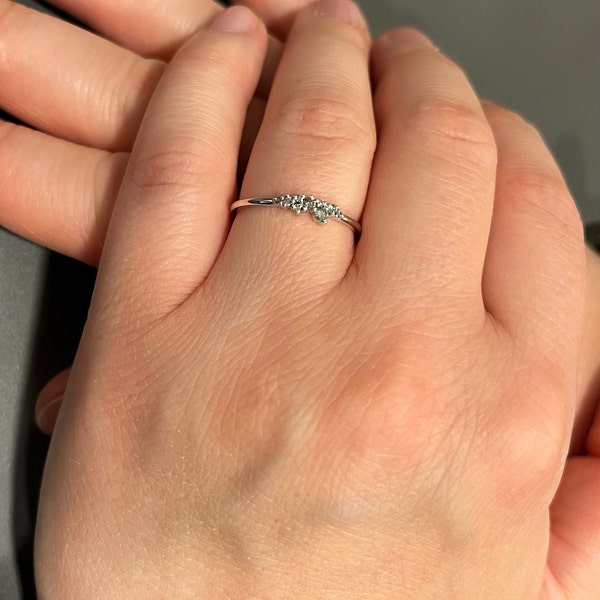 Diamond Alternative Engagement Ring, Rose Gold Split Shank Ring, Gray ...