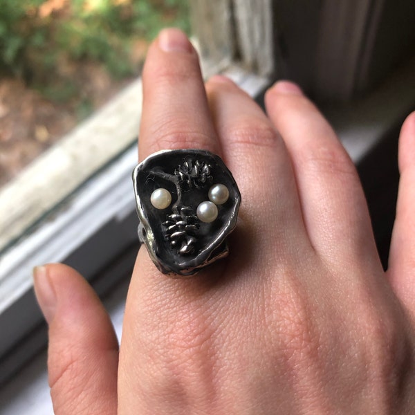 Vintage Siam/thai Princess Harem Ring, Seed Pearl, 18k Gold, 4-tier ...