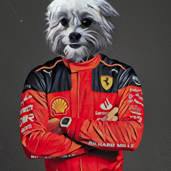 2024 Scuderia Ferrari F1 Driver Team Funny Pet Custom Portrait From ...