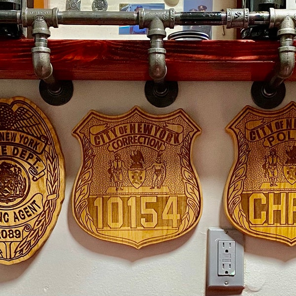 Personalized Wooden New York City Police Shield or Shoulder Patch ...