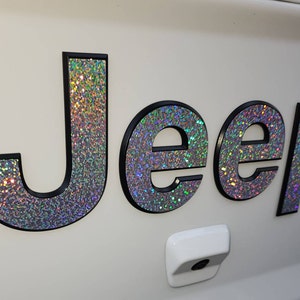 Holographic Sequins Jeep Emblem Sticker Decal, Wrangler JK, TJ, JL ...