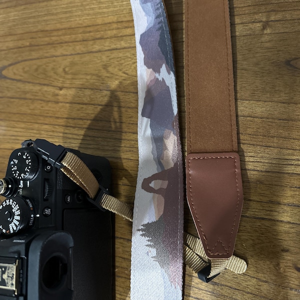 Flower Field Tan Camera Strap Design With Brown Vegan Leather ...