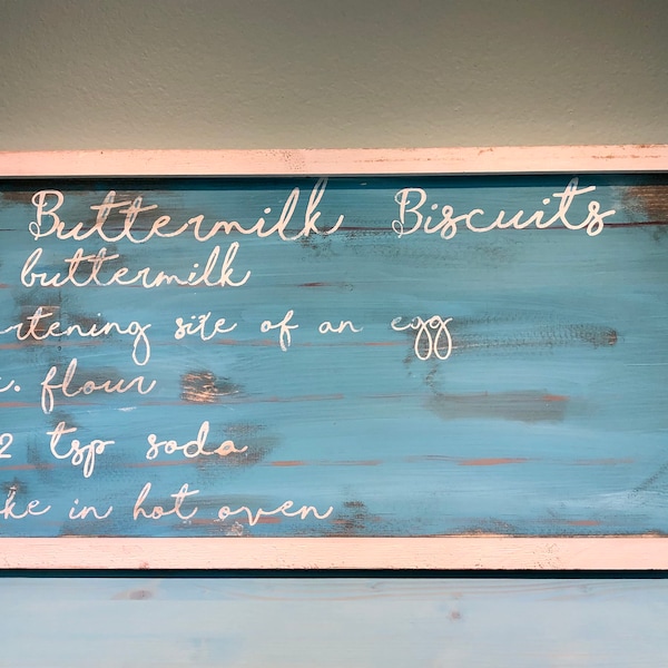 Buttermilk Biscuits Recipe Sign, Farmhouse Kitchen Decor, Vintage ...