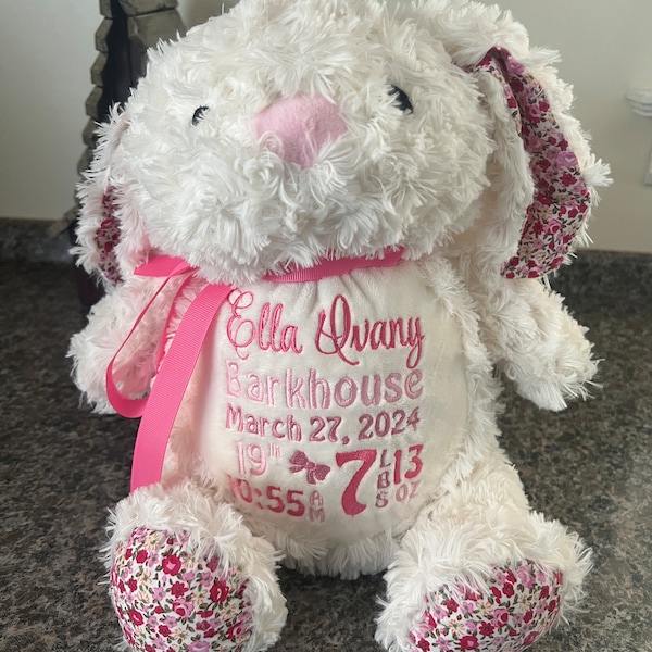 Personalized READY TO SEND Embroidered Bunny, Personalized Baby Gift ...
