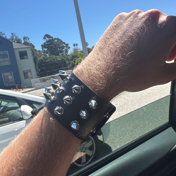 3 Row Spike Emo Goth Alt Wristband Snap Button Bracelet - Etsy