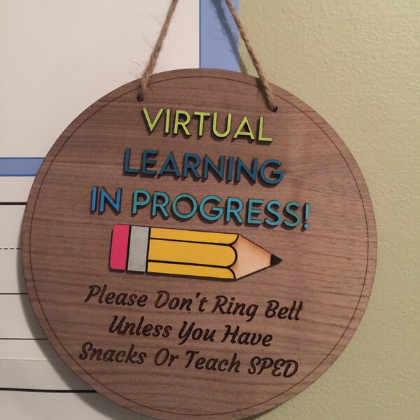 Virtual Learning in Progress Door Sign Homeschool Decor Door Sign Door ...