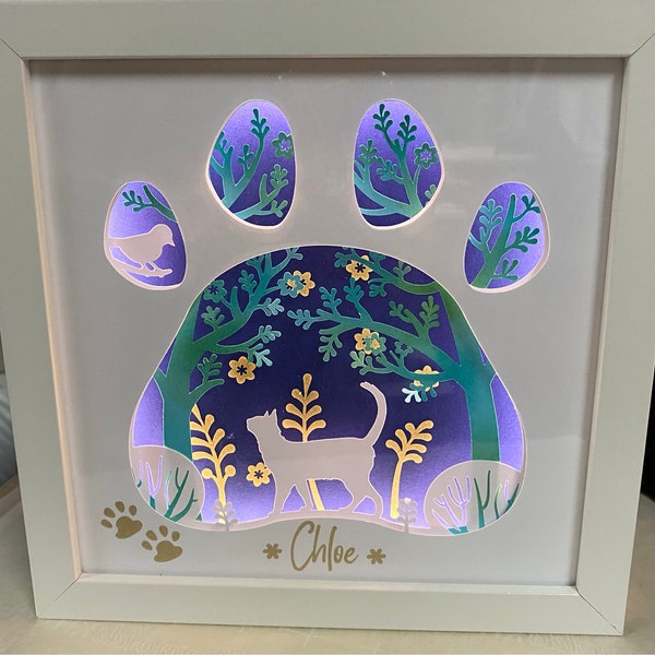 Cat Paw Shadow Box SVG, 3d Papercut SVG, Layered Paper Art Template ...