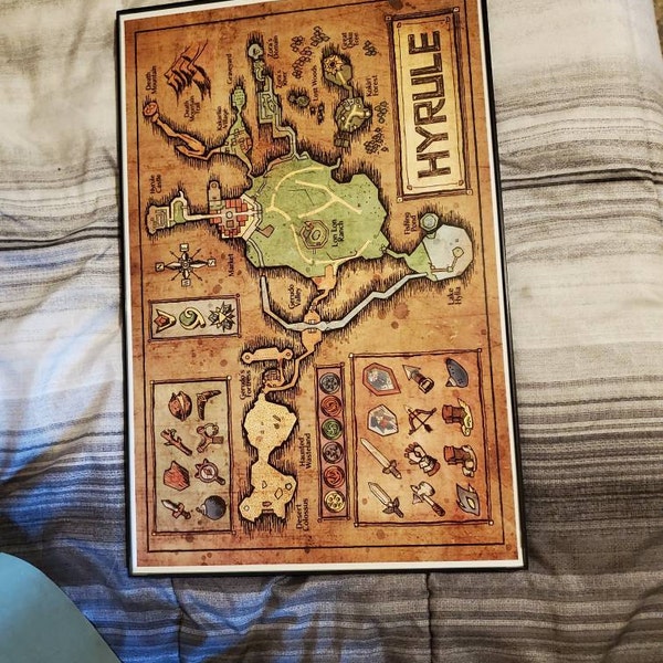 Map of Hyrule From Legend of Zelda, Ocarina of Time - English or Hylian ...