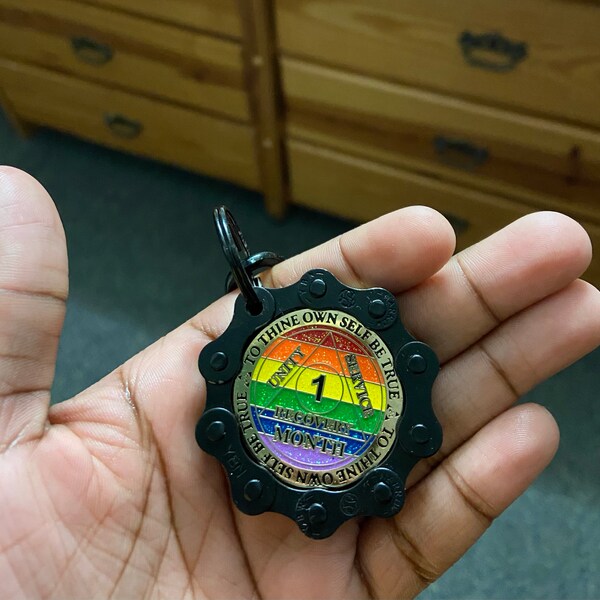 Display Your AA Chip Keychain Crafted Bicycle Chain Alcoholics ...