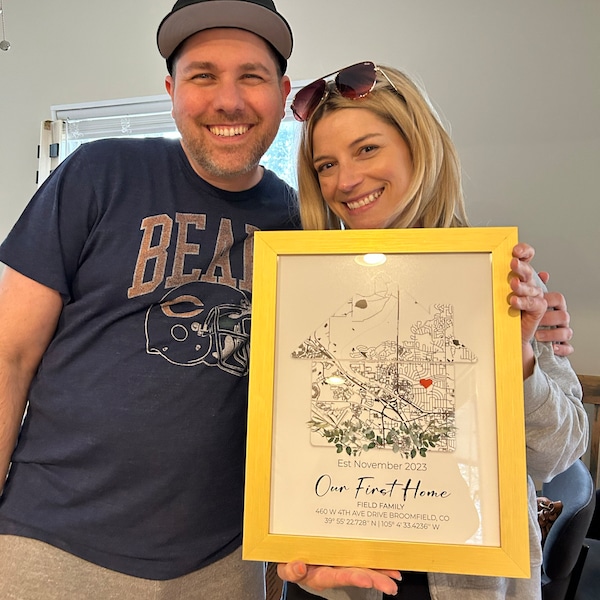 Custom Home Map, First Time Home Buyer, Personalized Housewarming Gift ...