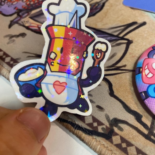 BFDI Chef Pin Enamel Pin, Acrylic Keychain, and Holographic Vinyl ...