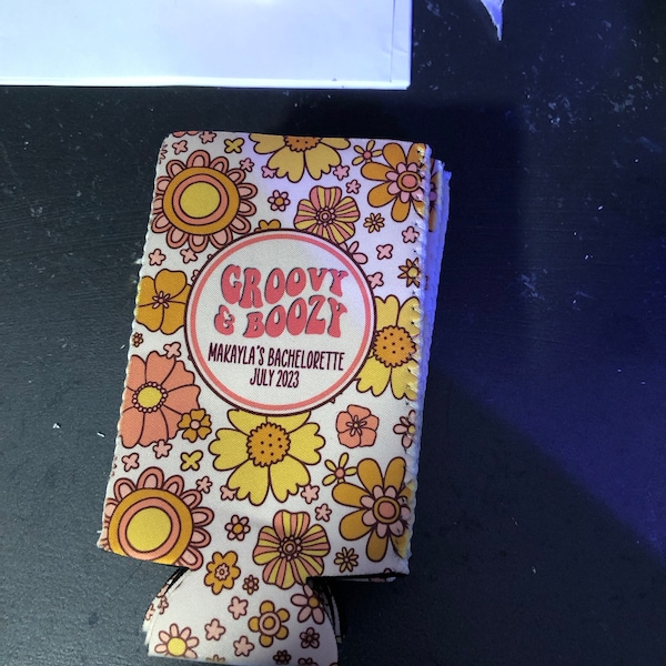 Bachelorette Party Can Cooler Groovy Boozy Theme Flower Power Retro ...