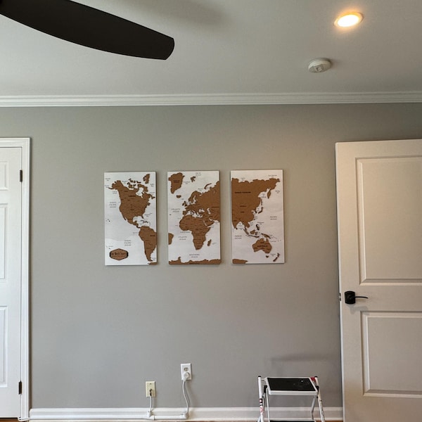 World Map Push Pin Wall Art With FREE Pins, Cork World Map Board ...