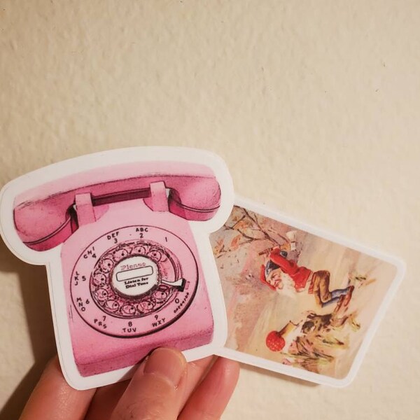 Pink Rotary Phone Sticker: Vintage Vinyl Decal - Etsy