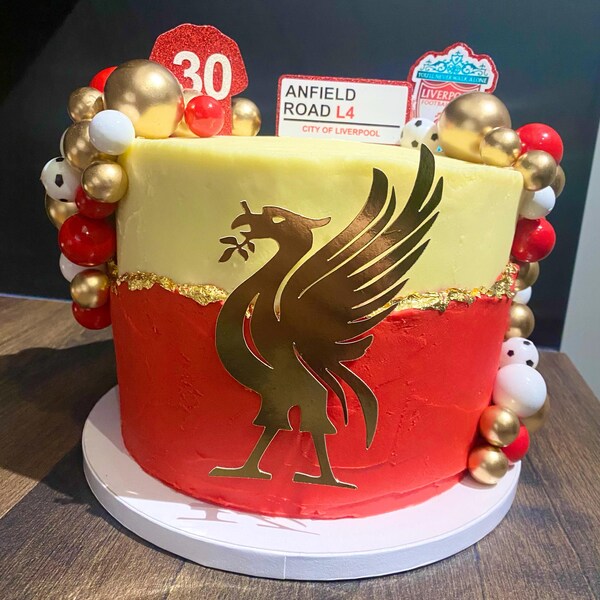 Liverbird Cake Charm and Age, Gold Mirror Age and Liverbird Topper ...