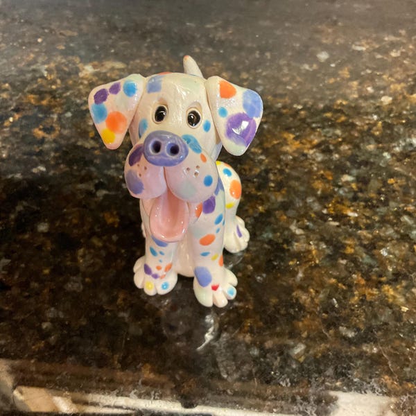 Goofy Dog,clay Dog, Dog Sculpture, Dog Business Card Holder, Hand Made ...