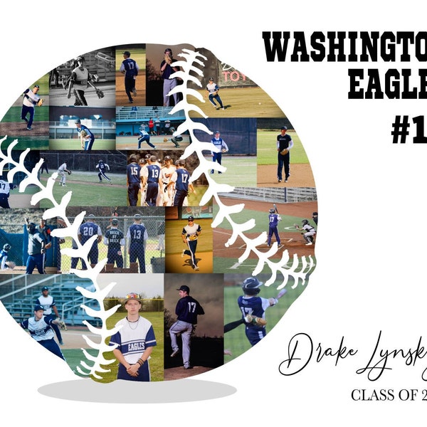 PRINTABL Baseball Photo Collage, Coach Gift, Softball Senior Night Gift ...