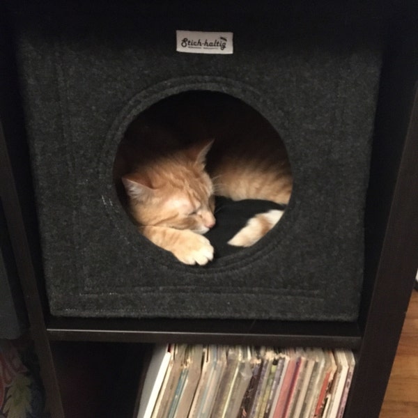 Felt Cat Cave Fits Into Ikea Expedit and Kallax, Cat Cube, Felt Cat Bed, Cat House, Pet Bed ...