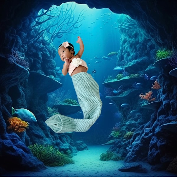Mermaid Digital Background, Under the Sea Digital Backdrop Photography ...
