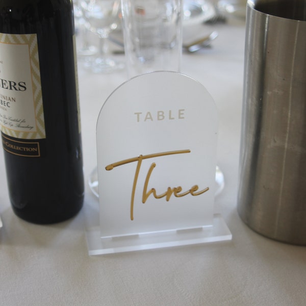 Frosted Arch Acrylic Table Numbers - Frosted Acrylic Sign - Wedding ...