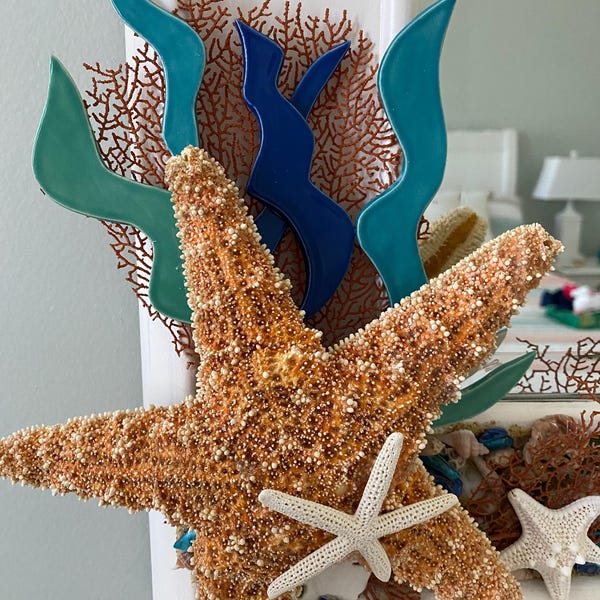 Ceramic Seashell and Sea Creature Tiles, 12pcs, Variety Blues and ...