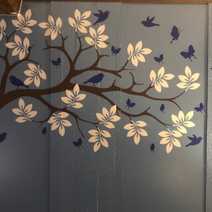 Tree Branch Wall Decal Butterfly Birds Vinyl Sticker Nursery Leaves ...