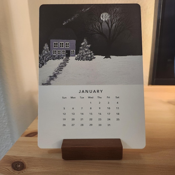 2025 Cottage Calendar, 12 Art Prints, Wood Easel, Monthly, Cottages - Etsy