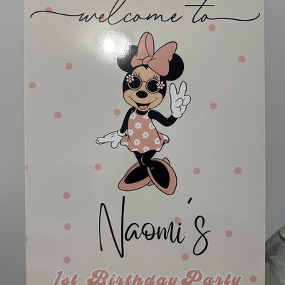 Minnie Mouse Welcome Sign Girl Pink Minnie Mouse Birthday Party Decor ...